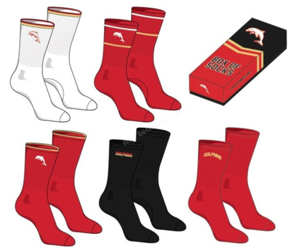 DOLPHINS NRL RETRO BOX OF SOCKS – My Team Shop
