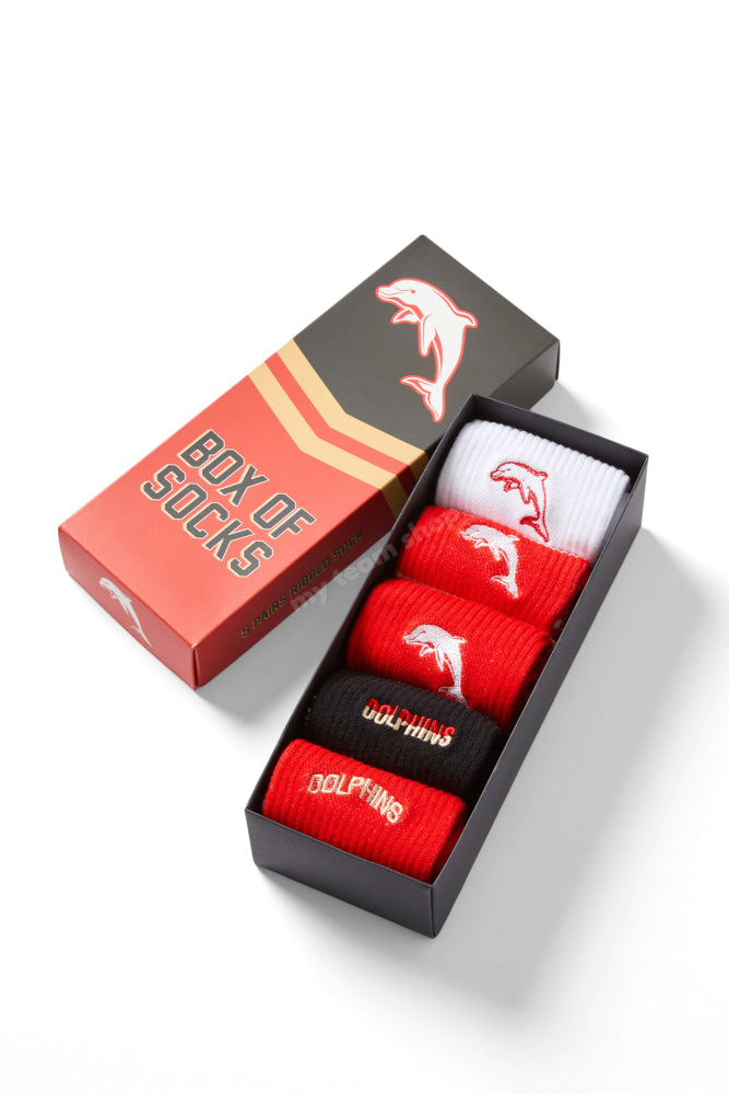 DOLPHINS NRL RETRO BOX OF SOCKS – My Team Shop