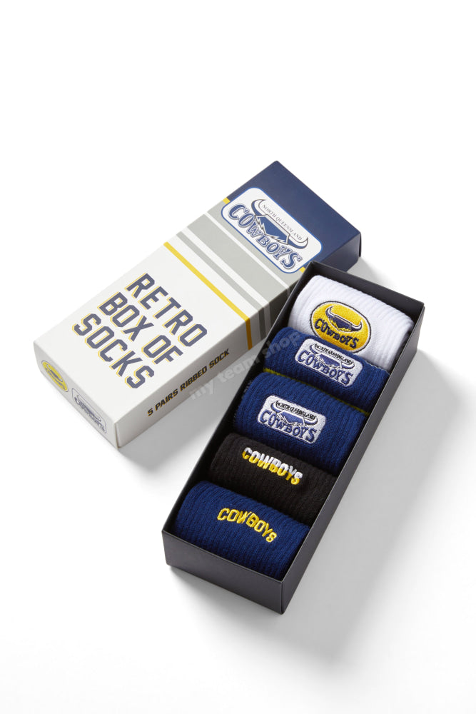 NORTH QUEENSLAND COWBOYS NRL RETRO BOX OF SOCKS – My Team Shop