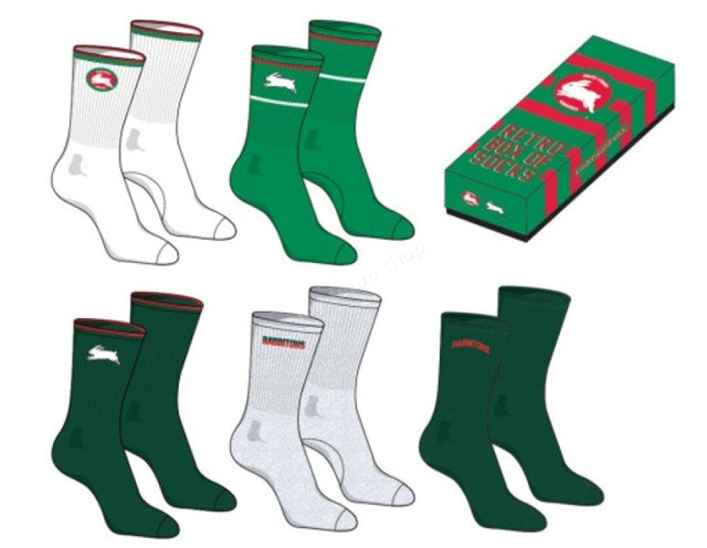SOUTH SYDNEY RABBITOHS NRL RETRO BOX OF SOCKS – My Team Shop